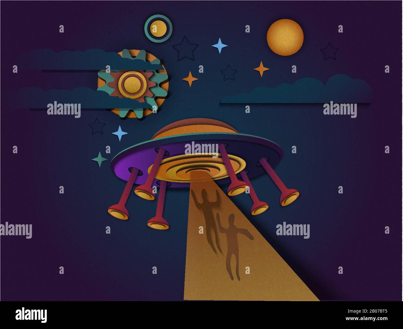Alien in ufo cartoon illustration hi-res stock photography and images ...