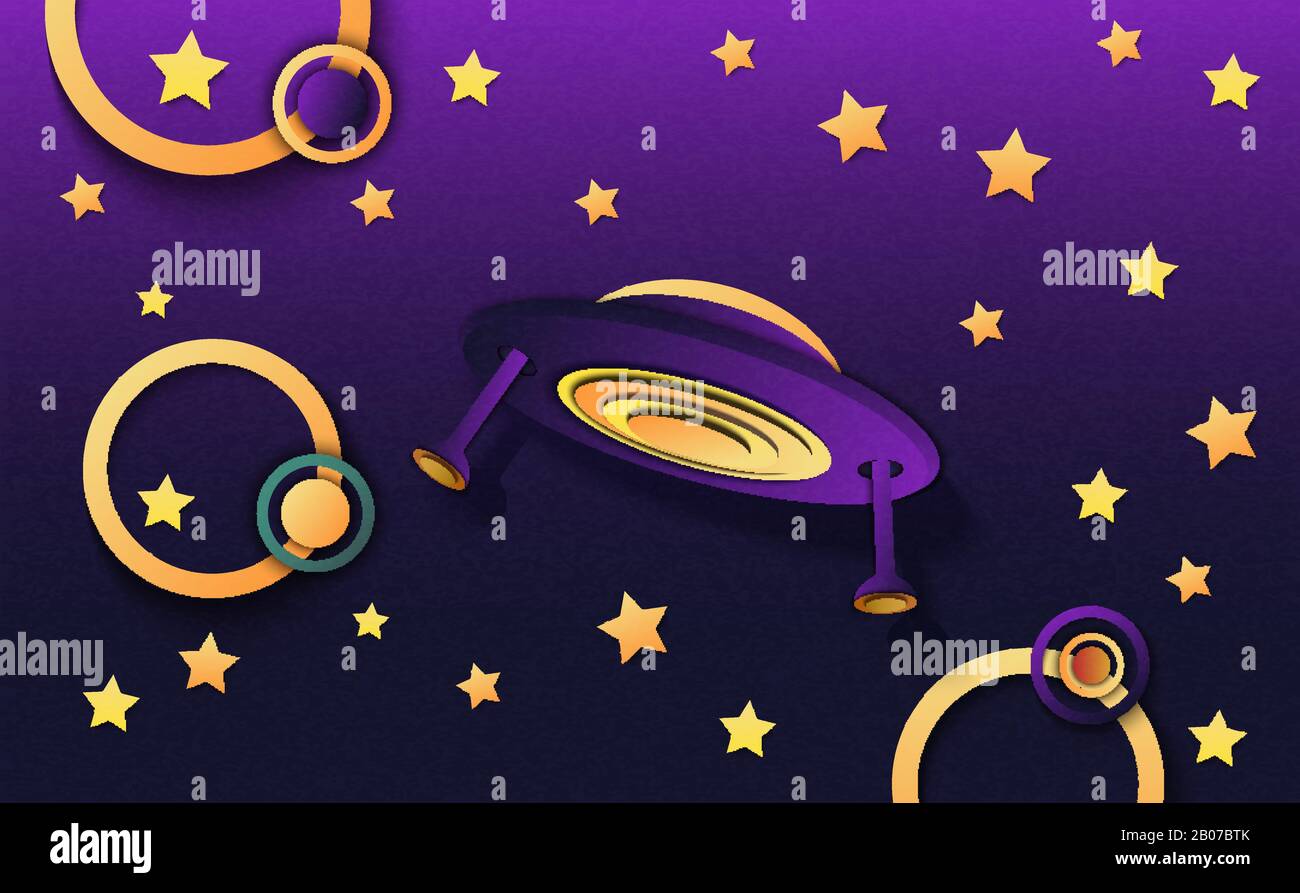 Ufo spaceship flying in Stock Vector Images - Alamy