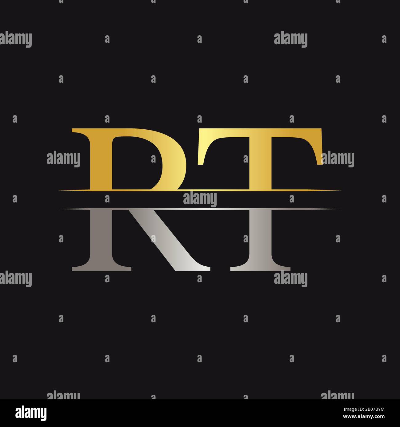 Abstract Letter RT Logo Design Vector Template. Creative Gold and ...