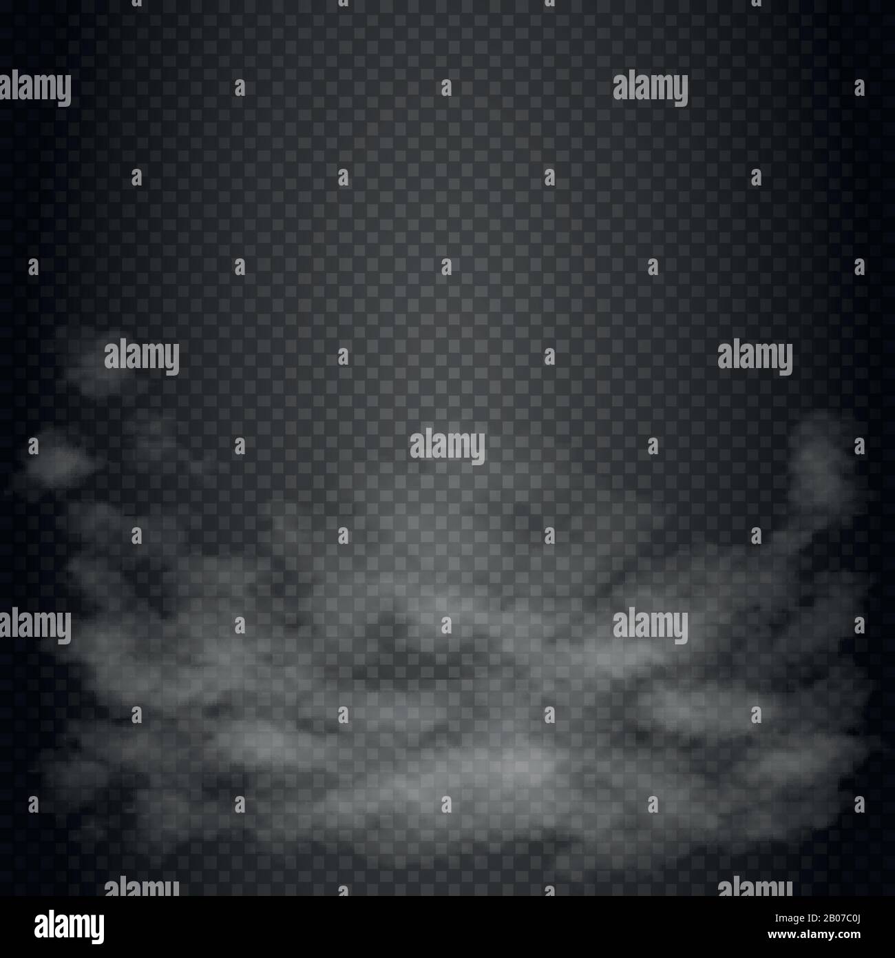Vector smoke, mist, smog isolated on checkered background. Toxic ...