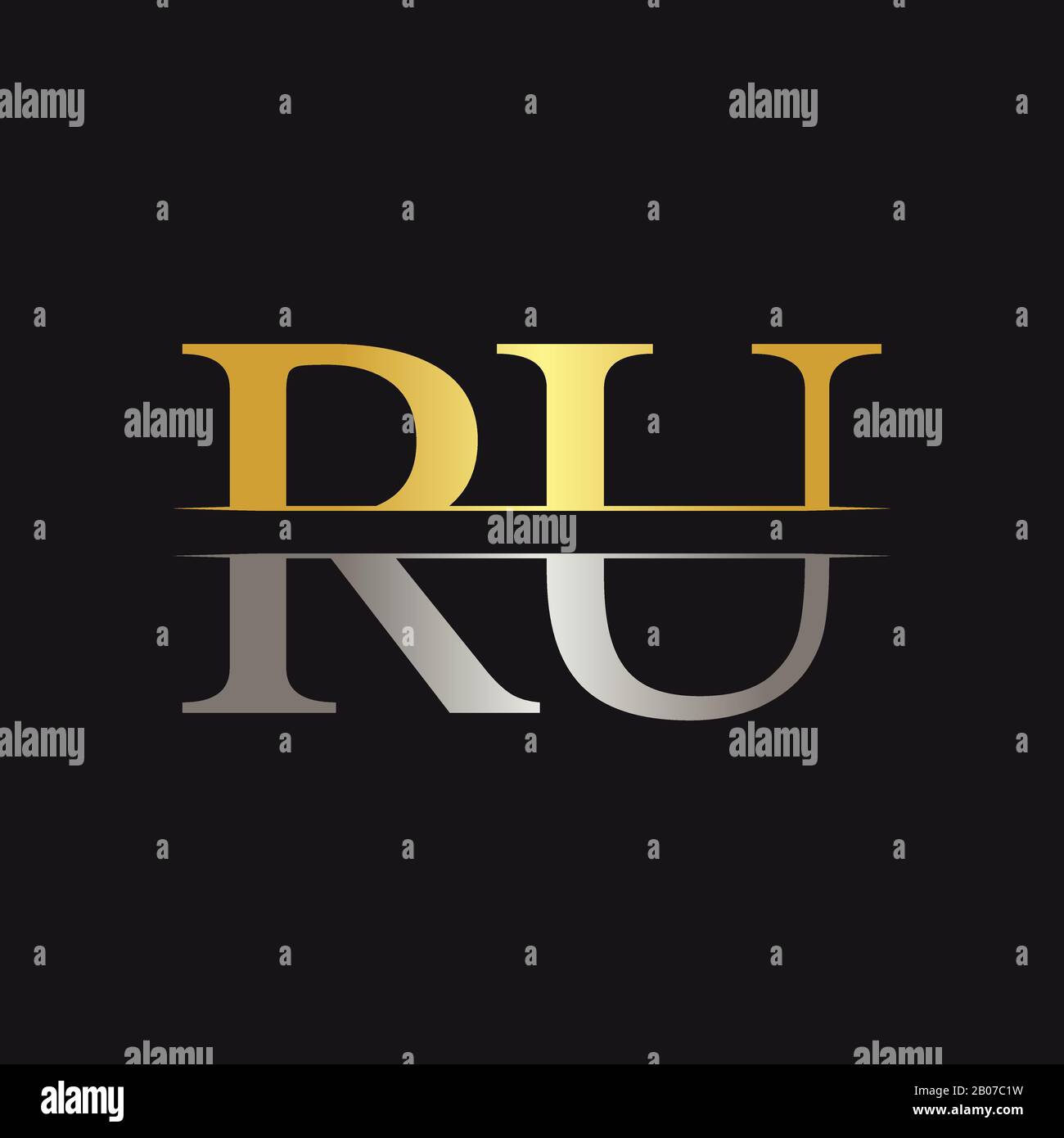 Abstract Letter RU Logo Design Vector Template. Creative Gold and ...