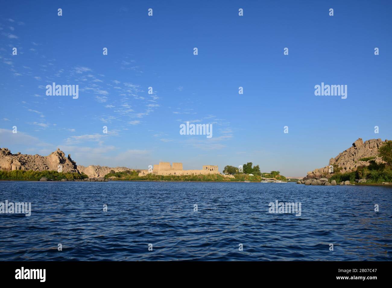 Ancient pharaohs Philae temple in Aswan Egypt in the river nile , old ...