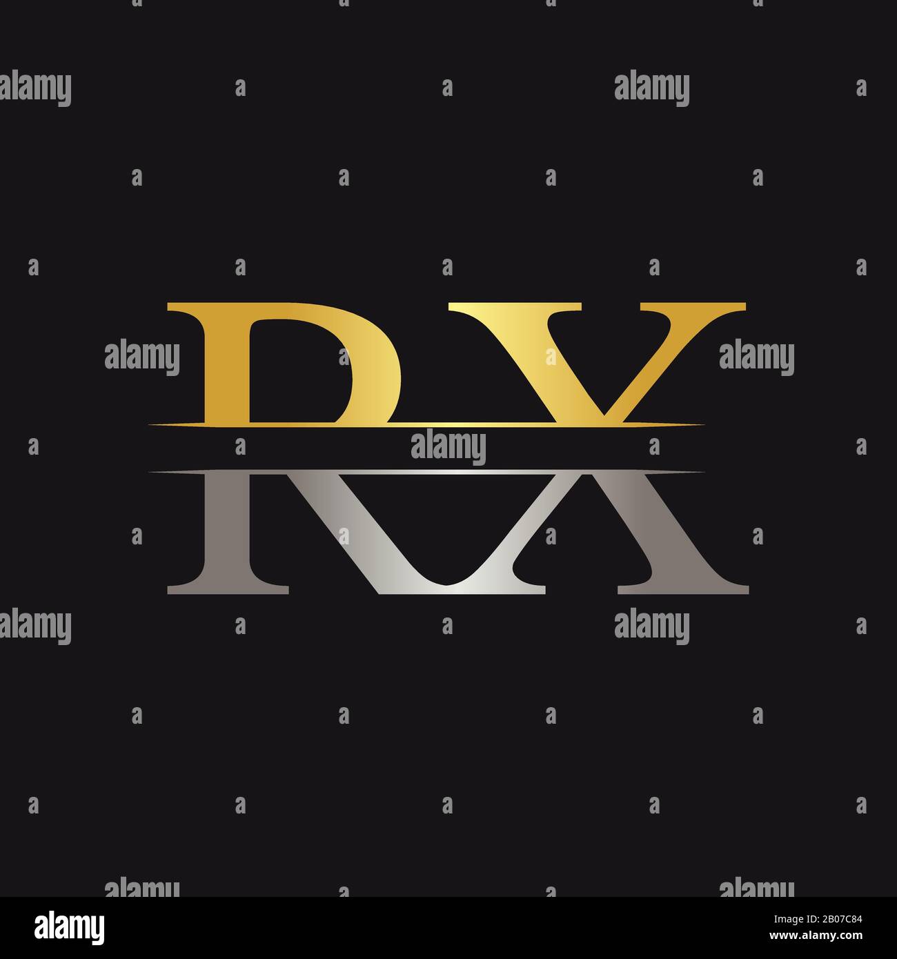 Abstract Letter RX Logo Design Vector Template. Creative Gold and ...