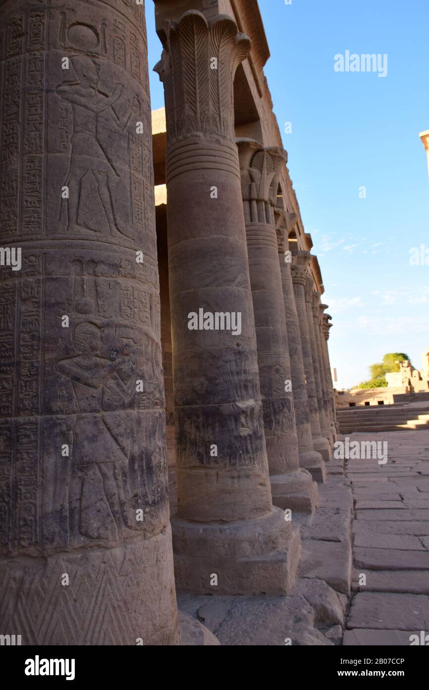 Ancient pharaohs Philae temple in Aswan Egypt in the river nile , old ...