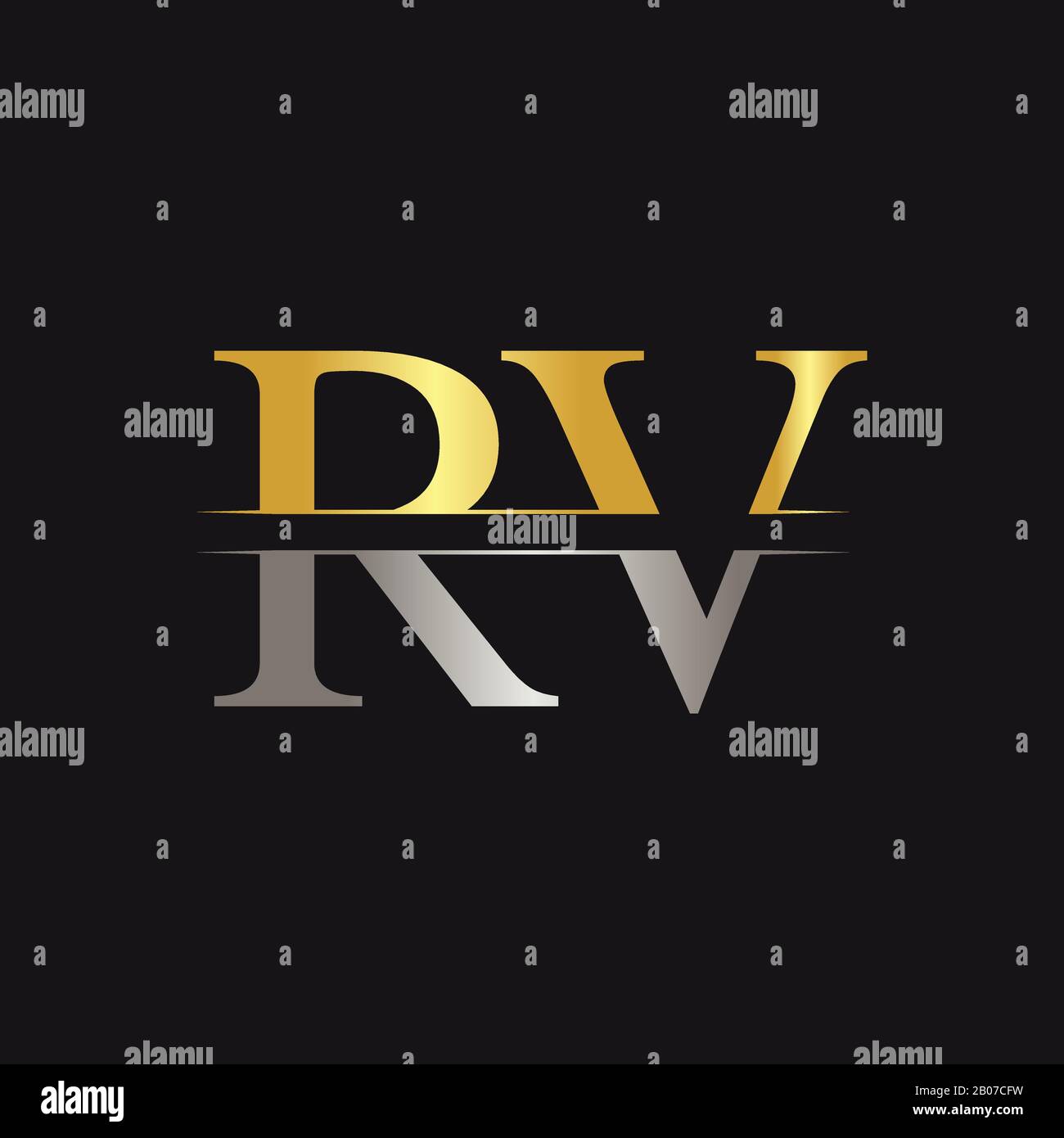 Abstract Letter RV Logo Design Vector Template. Creative Gold and ...