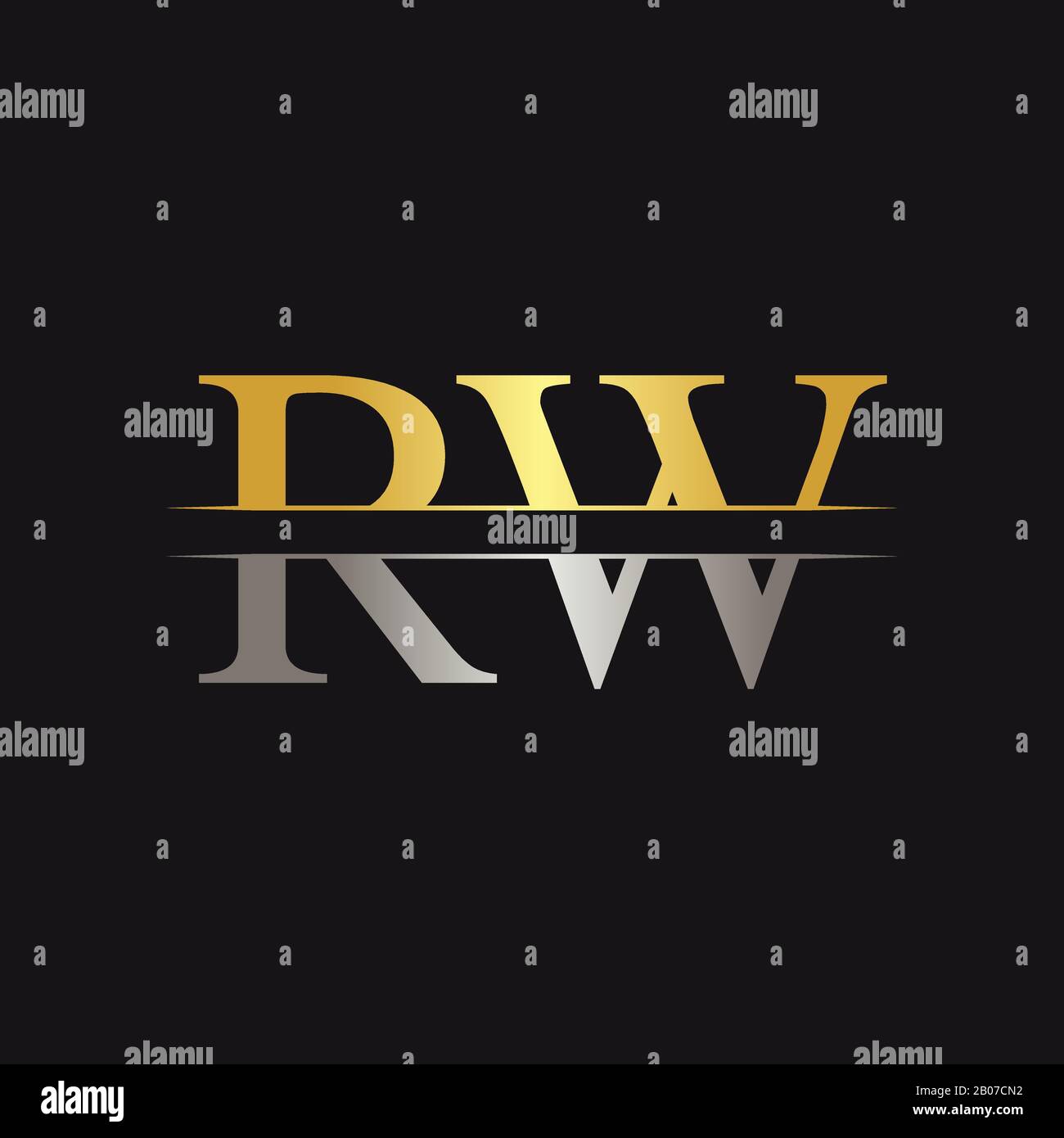 Abstract Letter RW Logo Design Vector Template. Creative Gold and ...