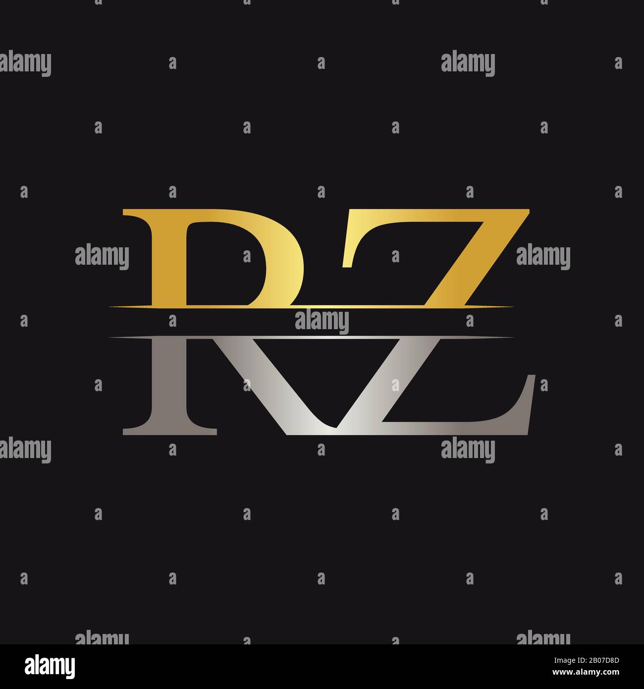 Abstract Letter RZ Logo Design Vector Template. Creative Gold and ...