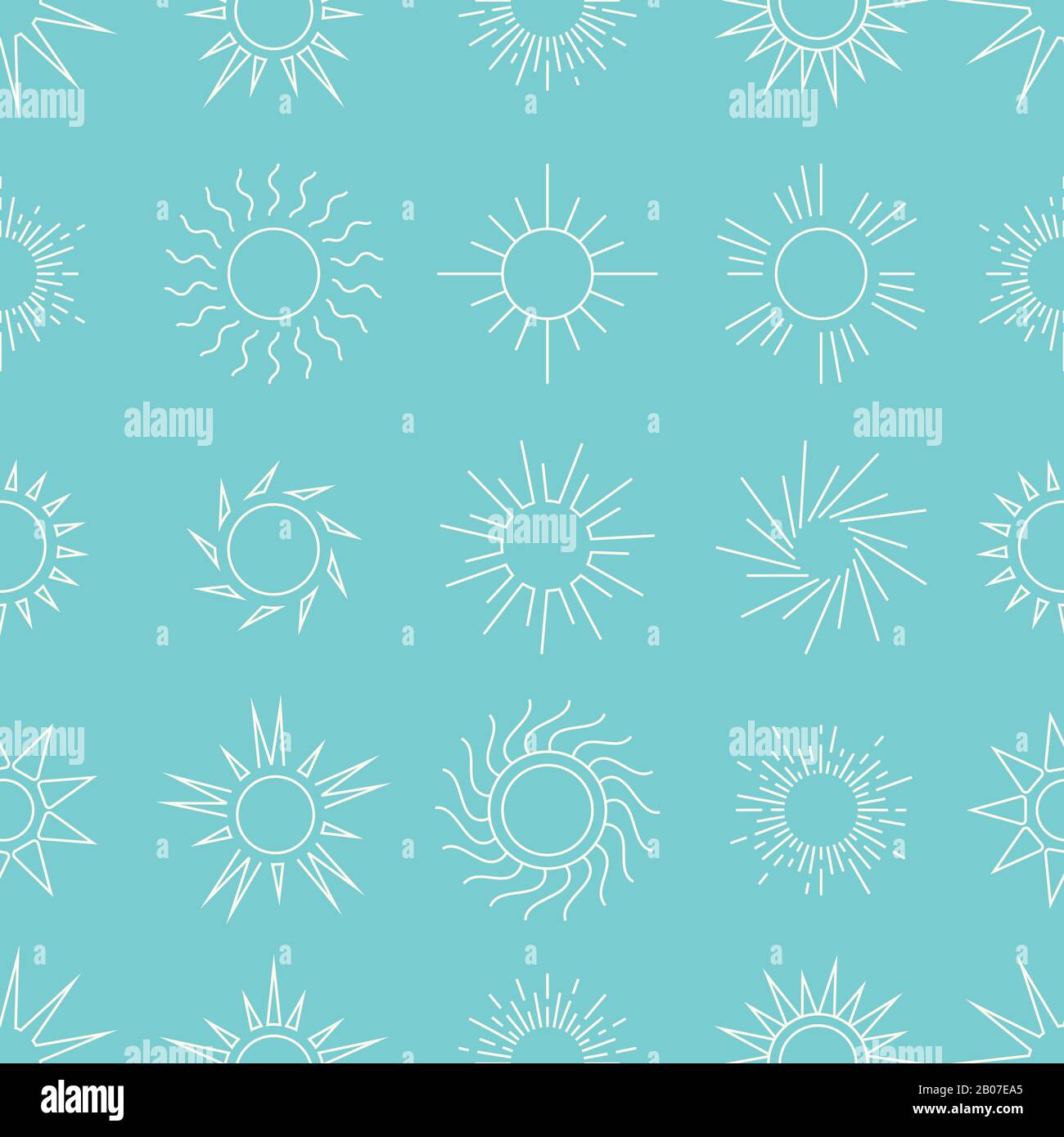 Suns in the sky seamless pattern. Linear background star. Vector ...