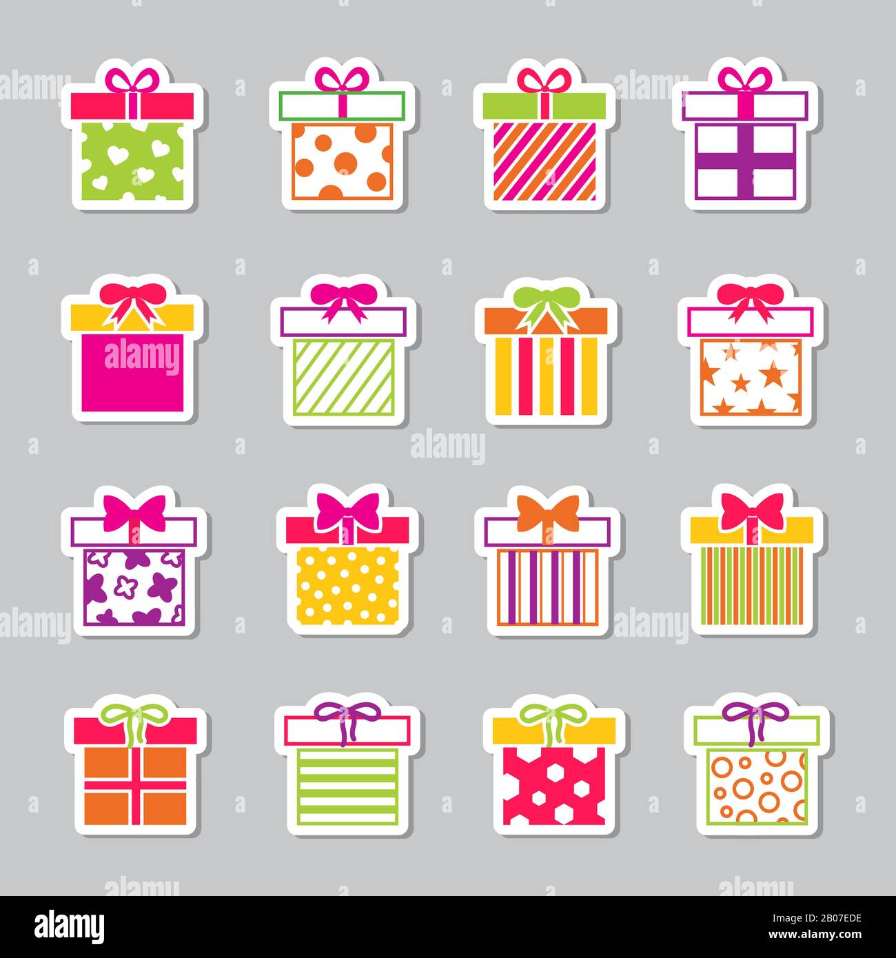 Colorful gift boxes vector icons set. Birthday holiday and christmas ...