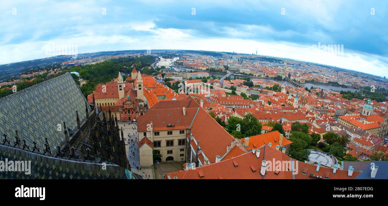 Prague aerial view of hradcany. Architecture and monuments Stock Photo ...