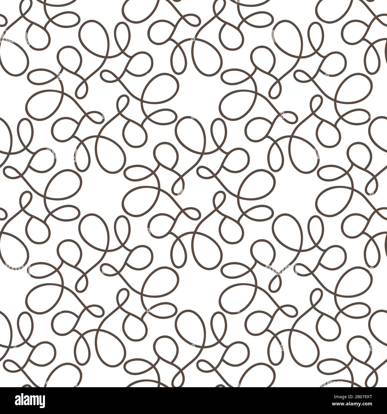 Flourish seamless pattern with gray swirl ornament on white Art Deco ...