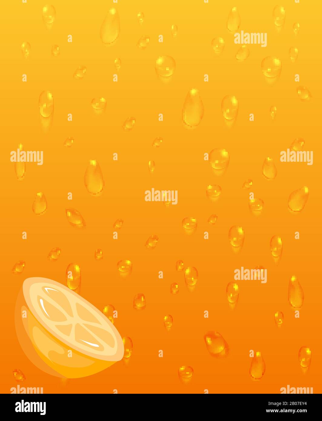 Orange juice background with realistic drops. Natural fresh juice ...