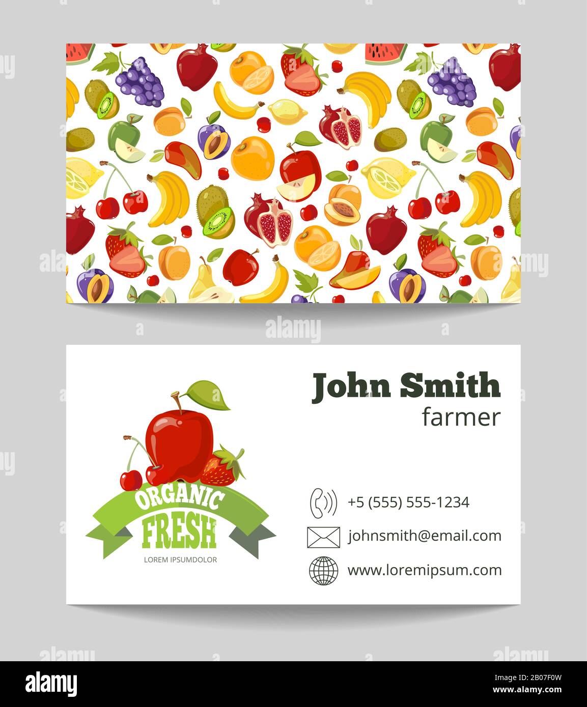 Organic fruits farmer business card template. Business with natural ...