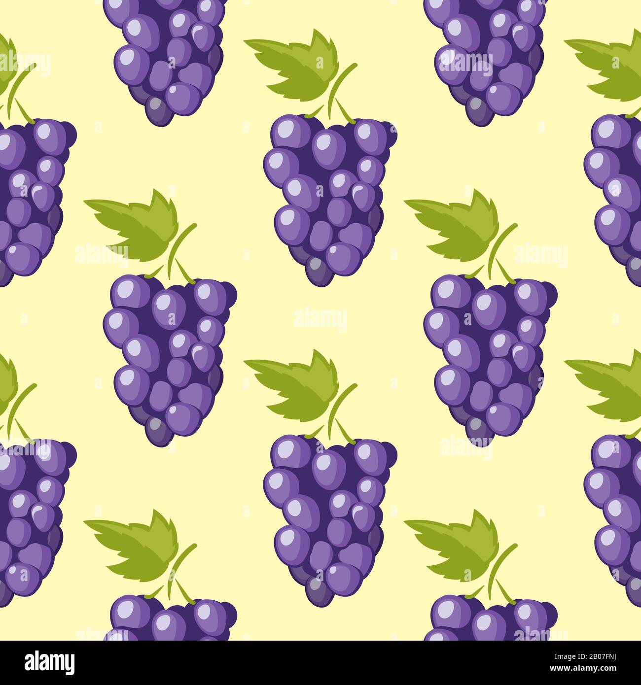 Bunch of vector grapes seamless background. Ripe and sweet fruit ...
