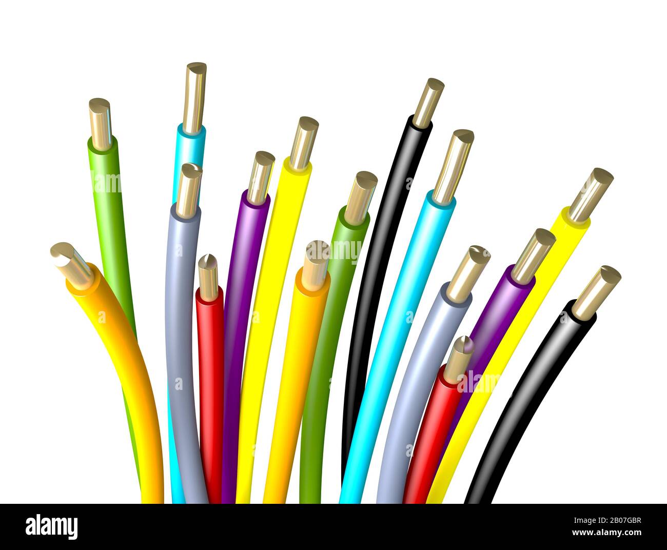 Electrical cables isolated on white background 3d rendering Stock Photo ...