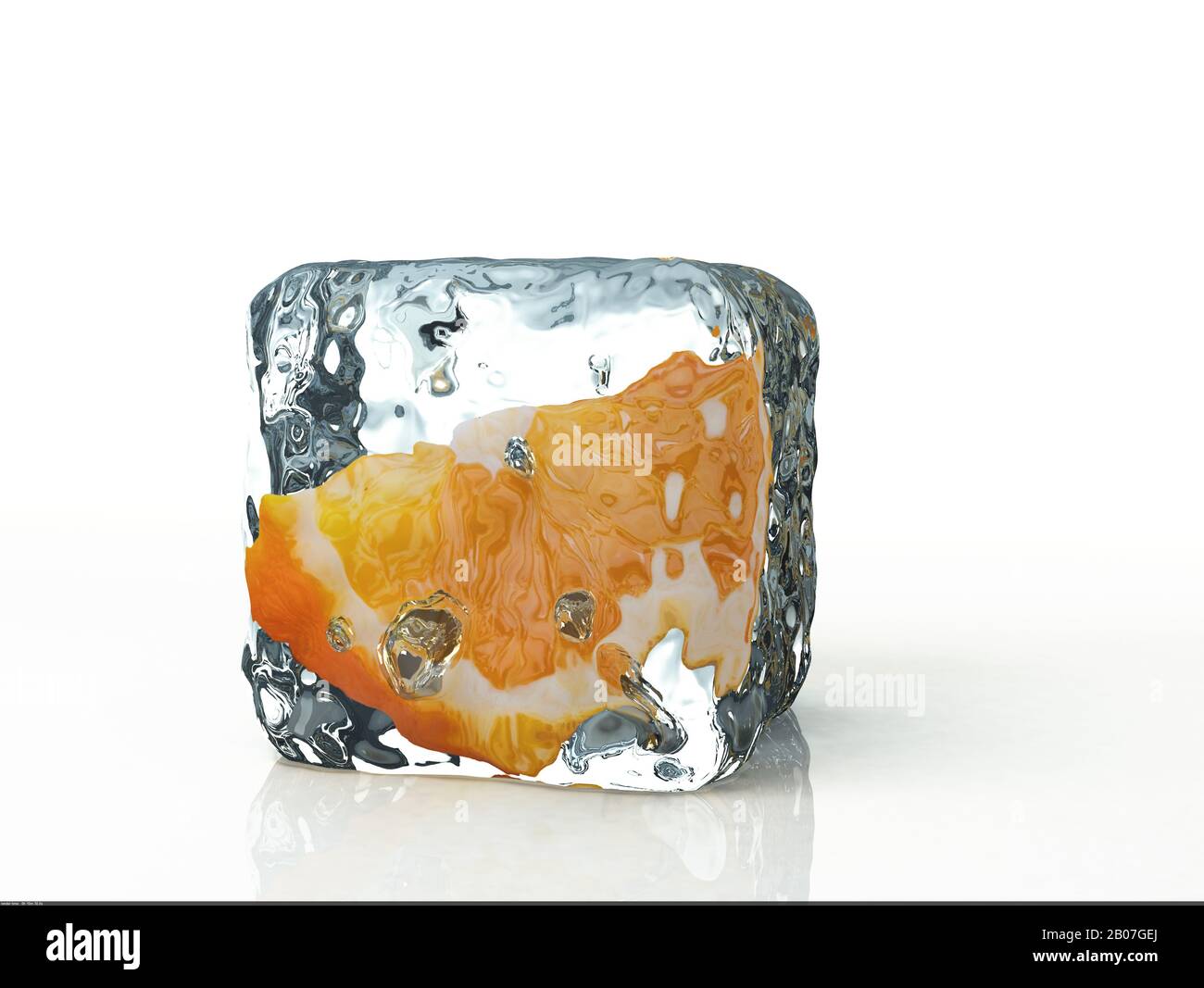 Ice cube and orange isolated on white background Stock Photo - Alamy