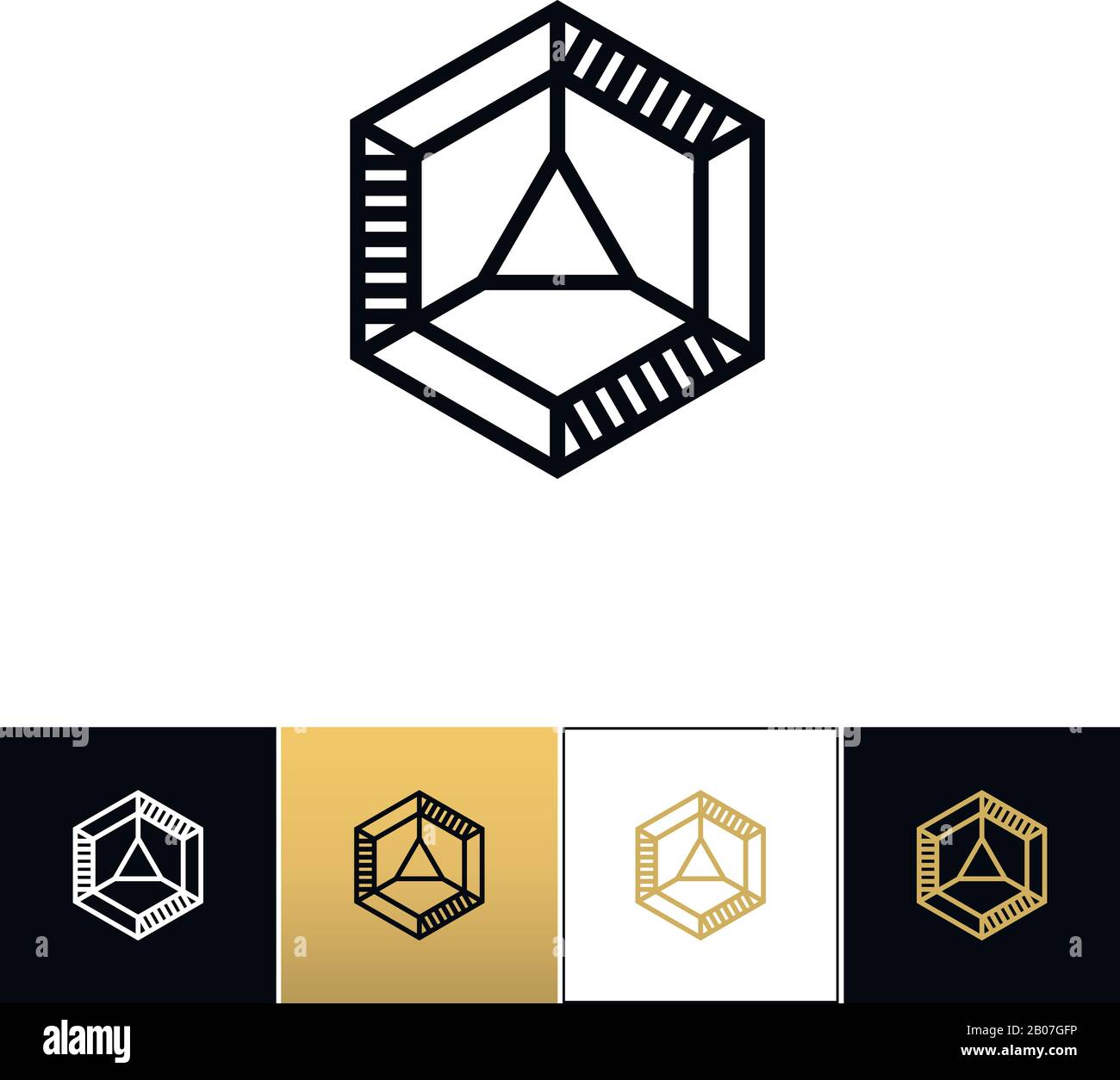 Cube 3d brick logo vector icon. Cube 3d brick logo program on black ...