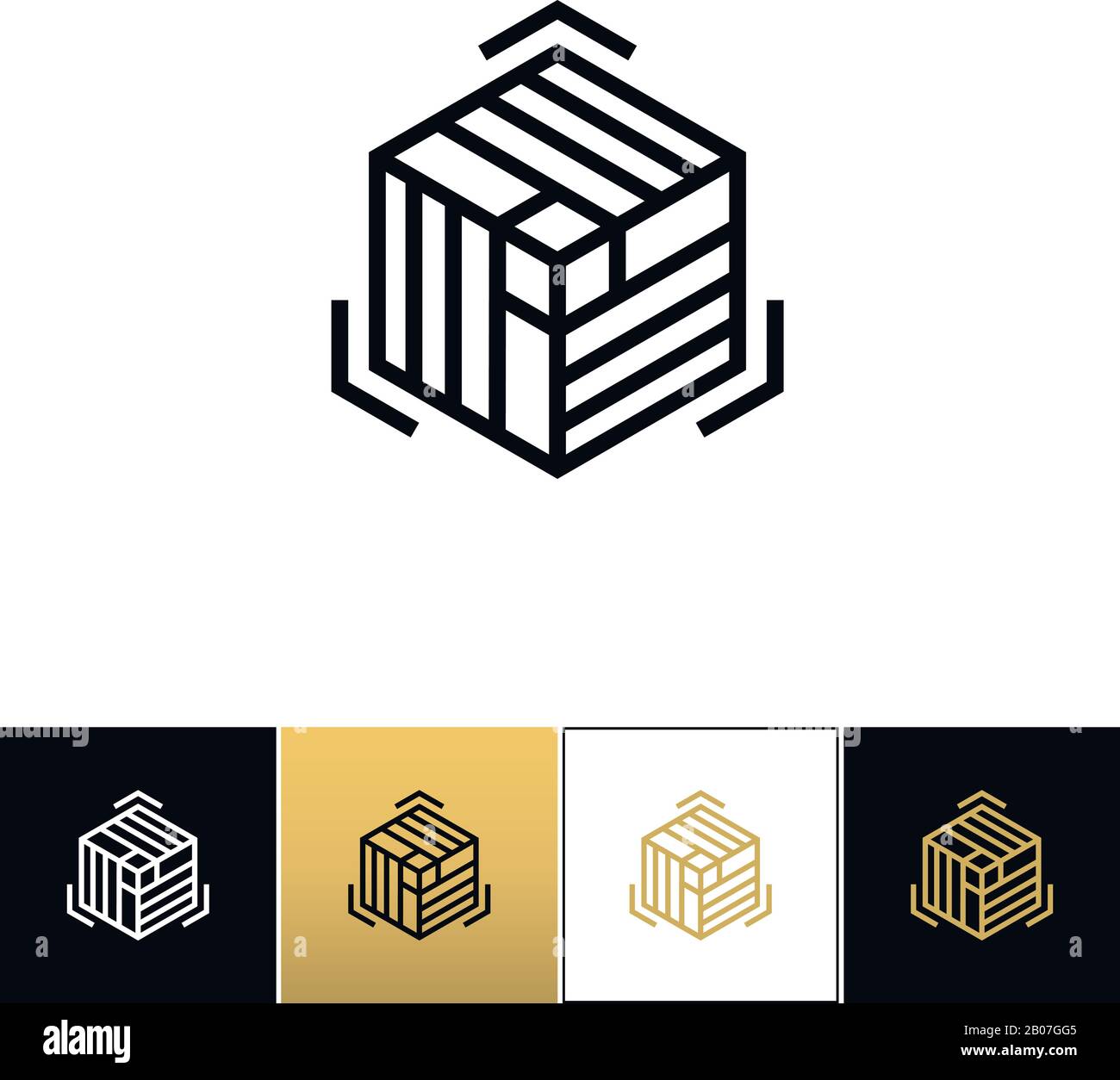 Block or cube 3D structure vector icon. Block or cube 3D structure ...