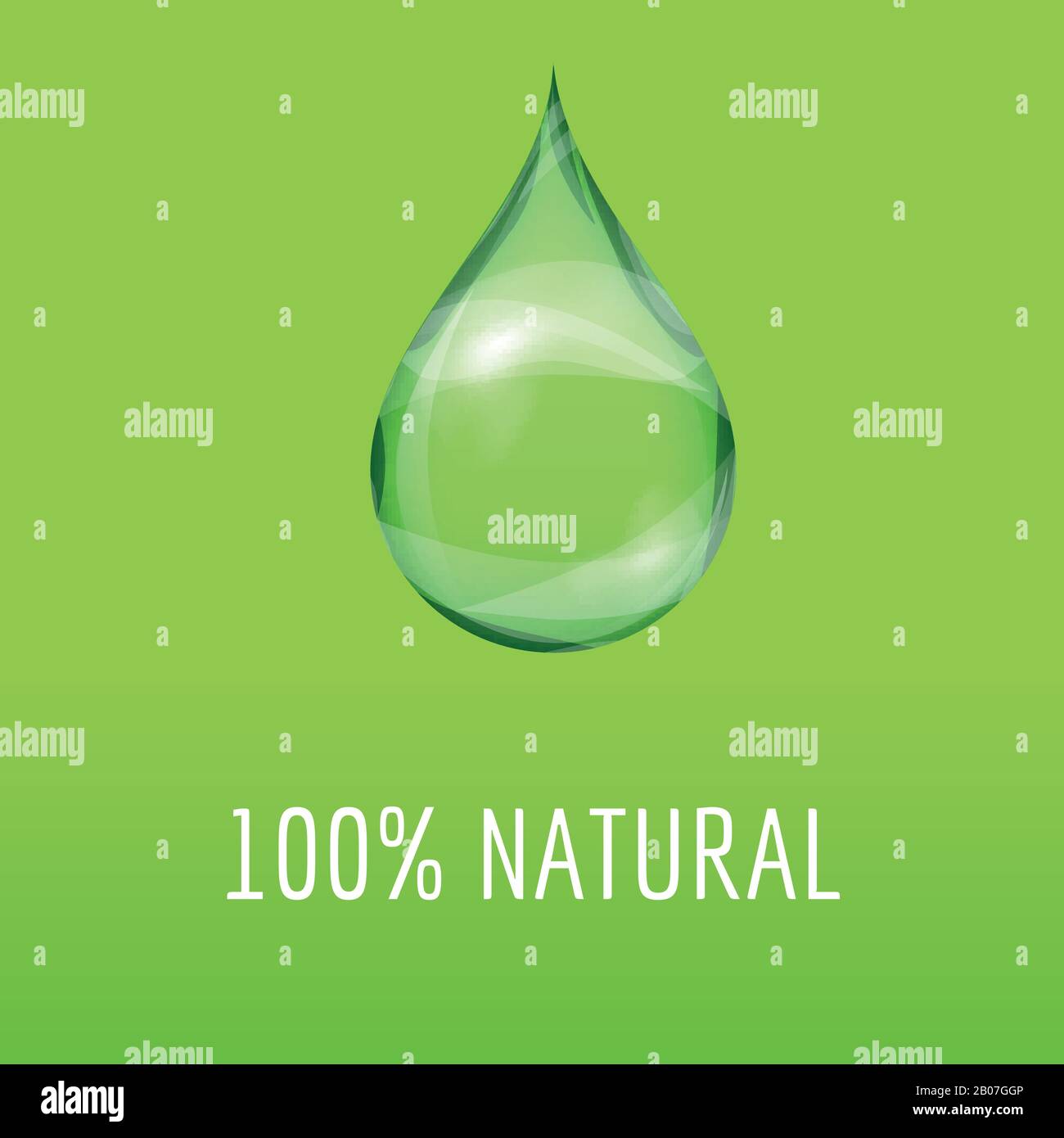Green natural template with a water drop. Natural eco element, vector ...