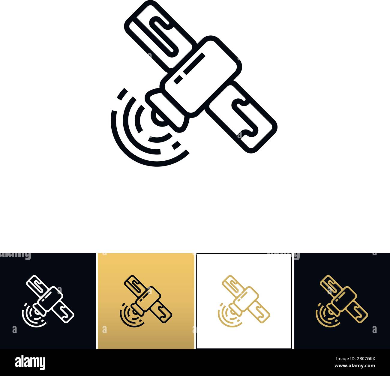 Satellite line sign or broadcasting linear vector icon. Satellite line ...