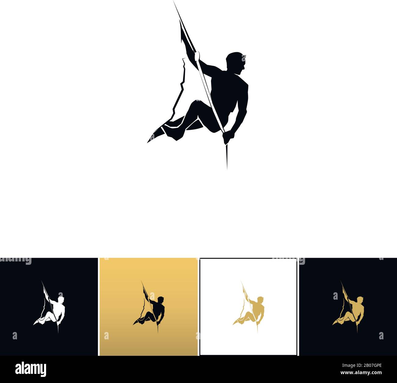 Rock climber logo or mountain climbing adventure silhouette vector icon ...