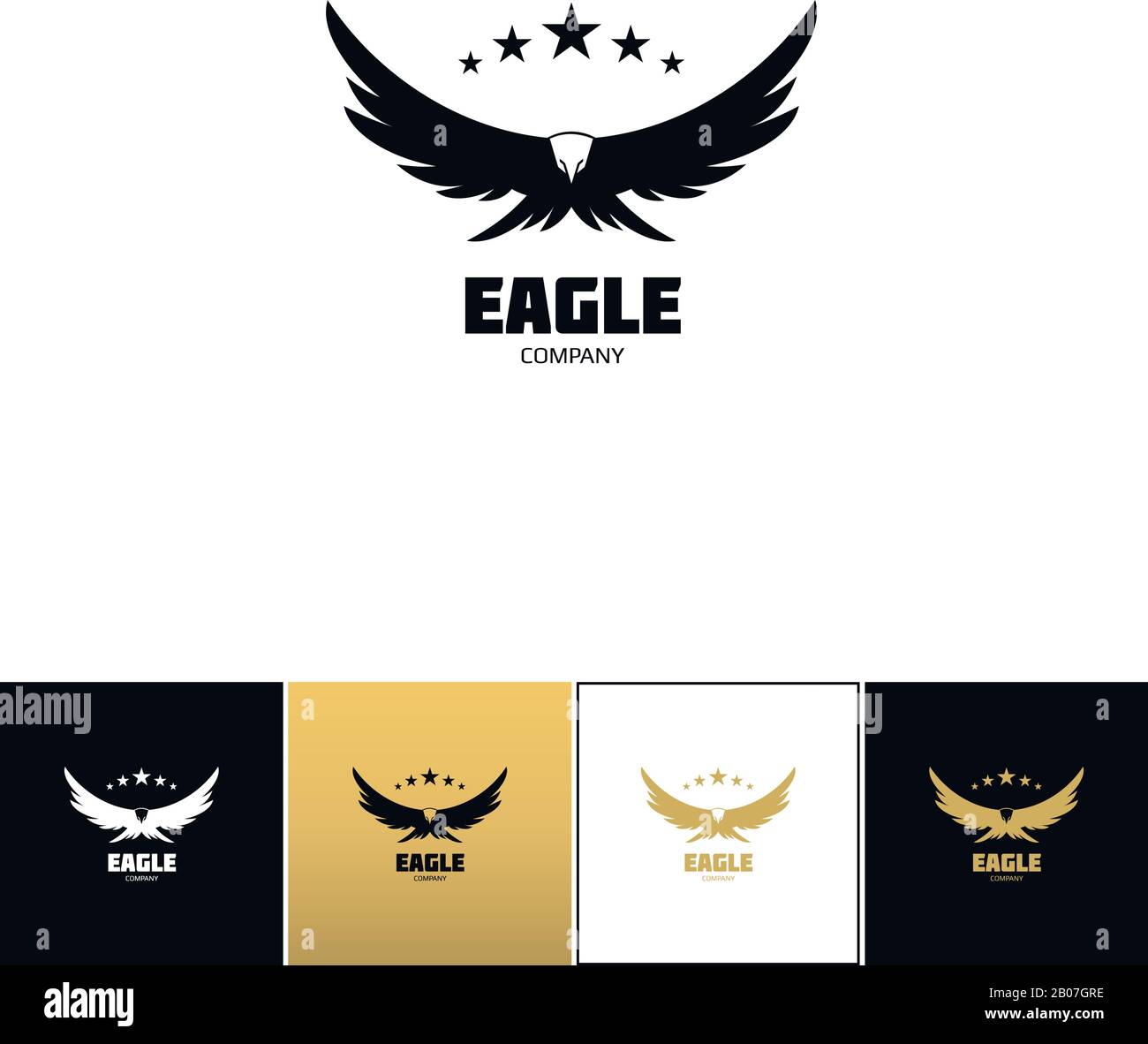 Eagle company vector icon. Eagle company program on black, white and ...