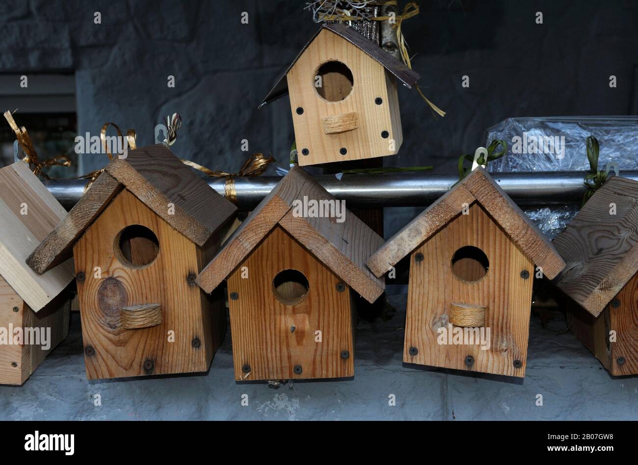 Handmade wooden nesting boxes placed on a counter Stock Photo - Alamy