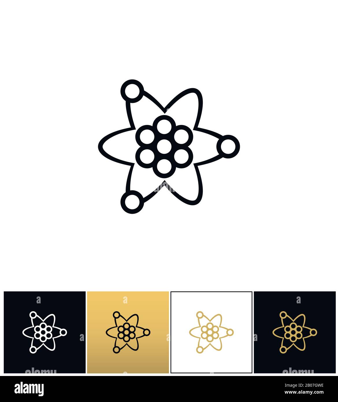 Atom or nuclear core structure vector icon. Atom or nuclear core ...