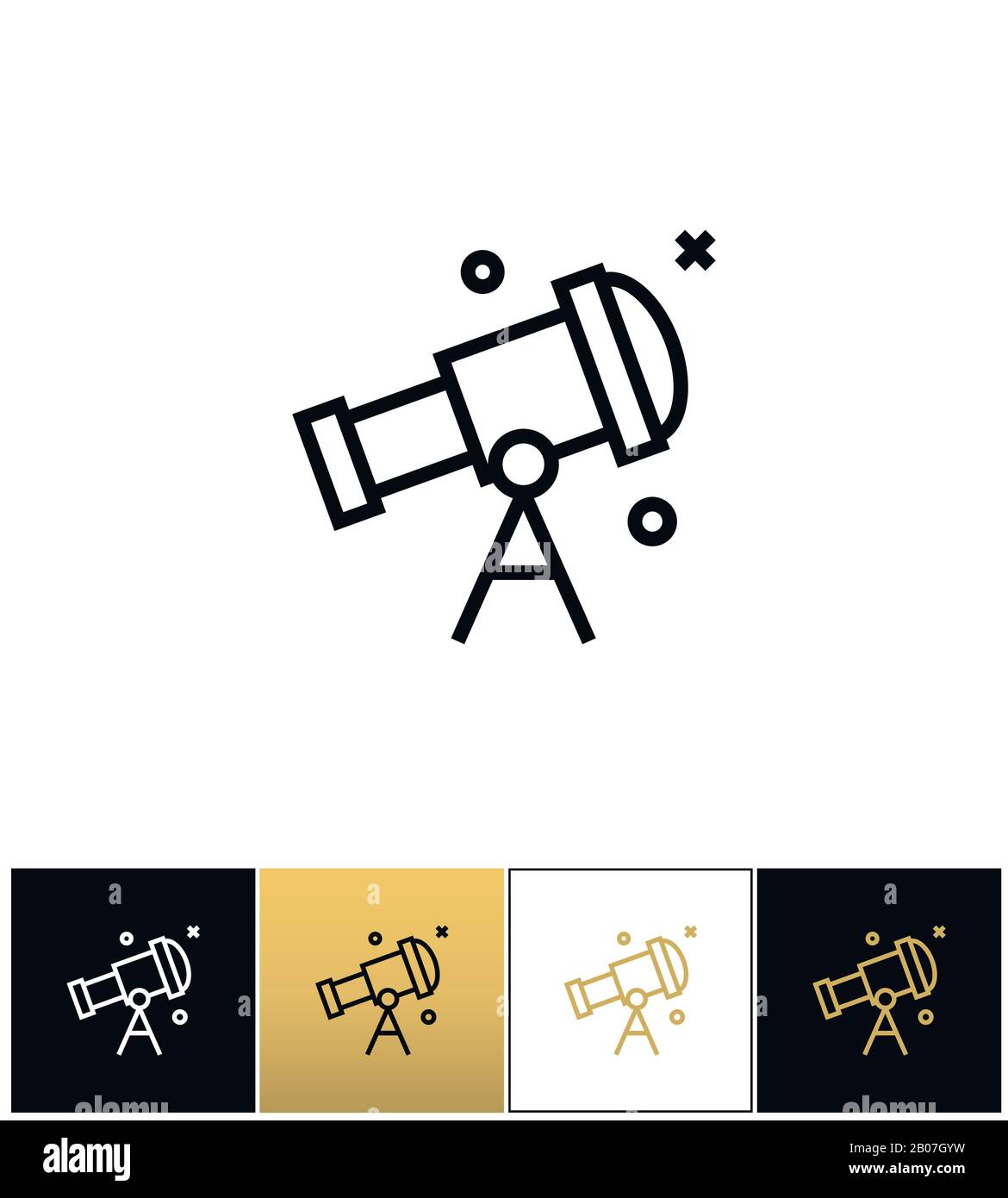 Telescope or astronomy sky looking vector icon. Telescope or astronomy ...
