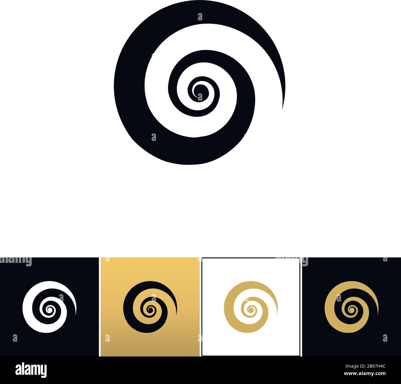 Spiral icon vector icon. Spiral icon program on black, white and gold ...