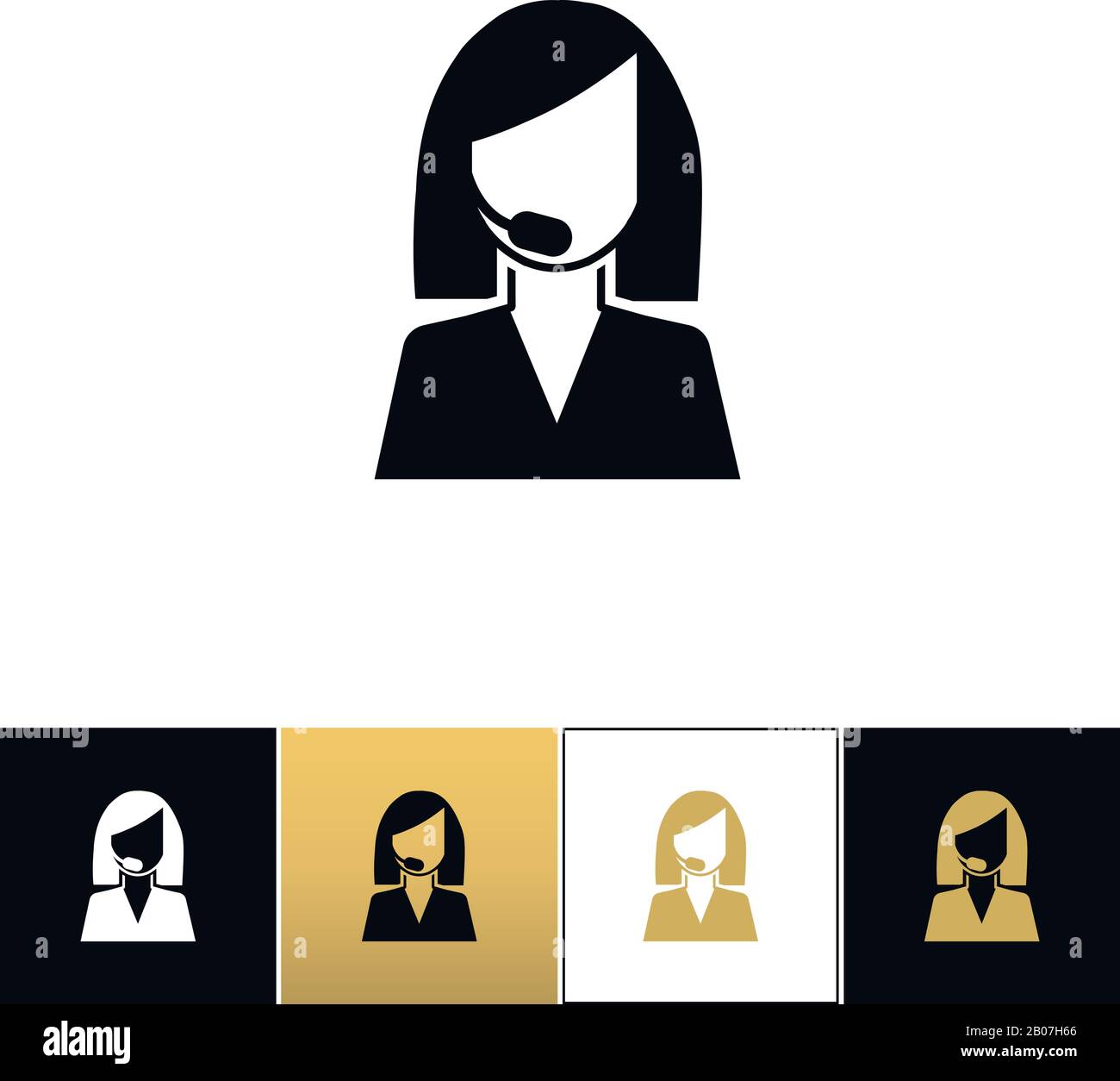 Support woman avatar vector icon. Support woman avatar program on black ...
