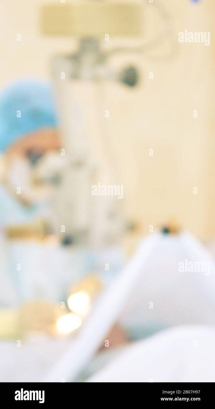 Cool medical blur background. Ambulance veterinary room. Blue hospital ...