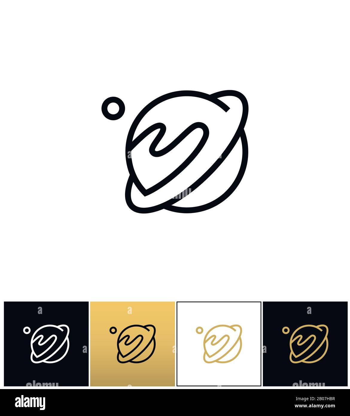 Linear planet vector icon. Linear planet pictograph on black, white and ...