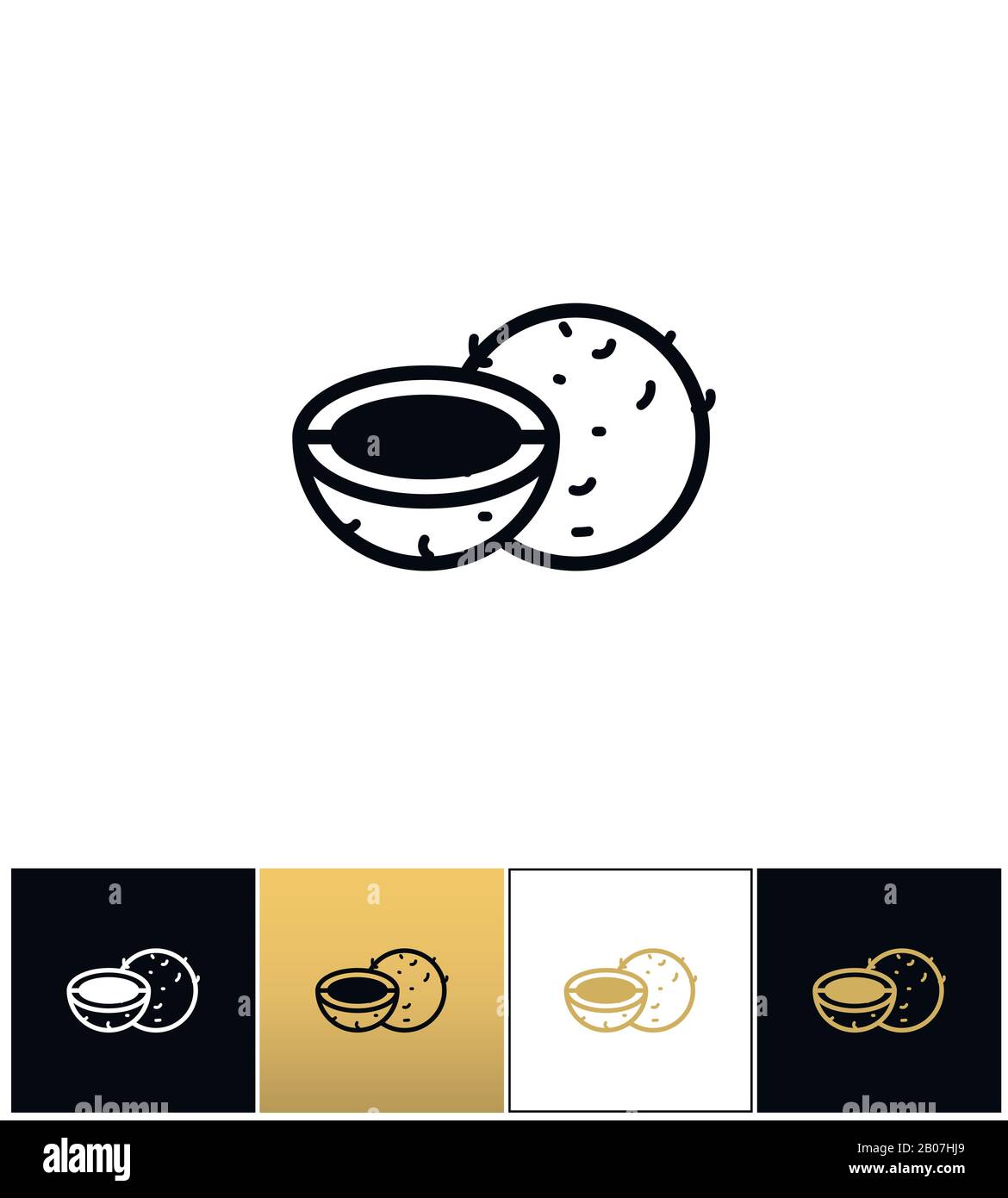 Coconut or coco palm nut vector icon. Coconut or coco palm nut ...