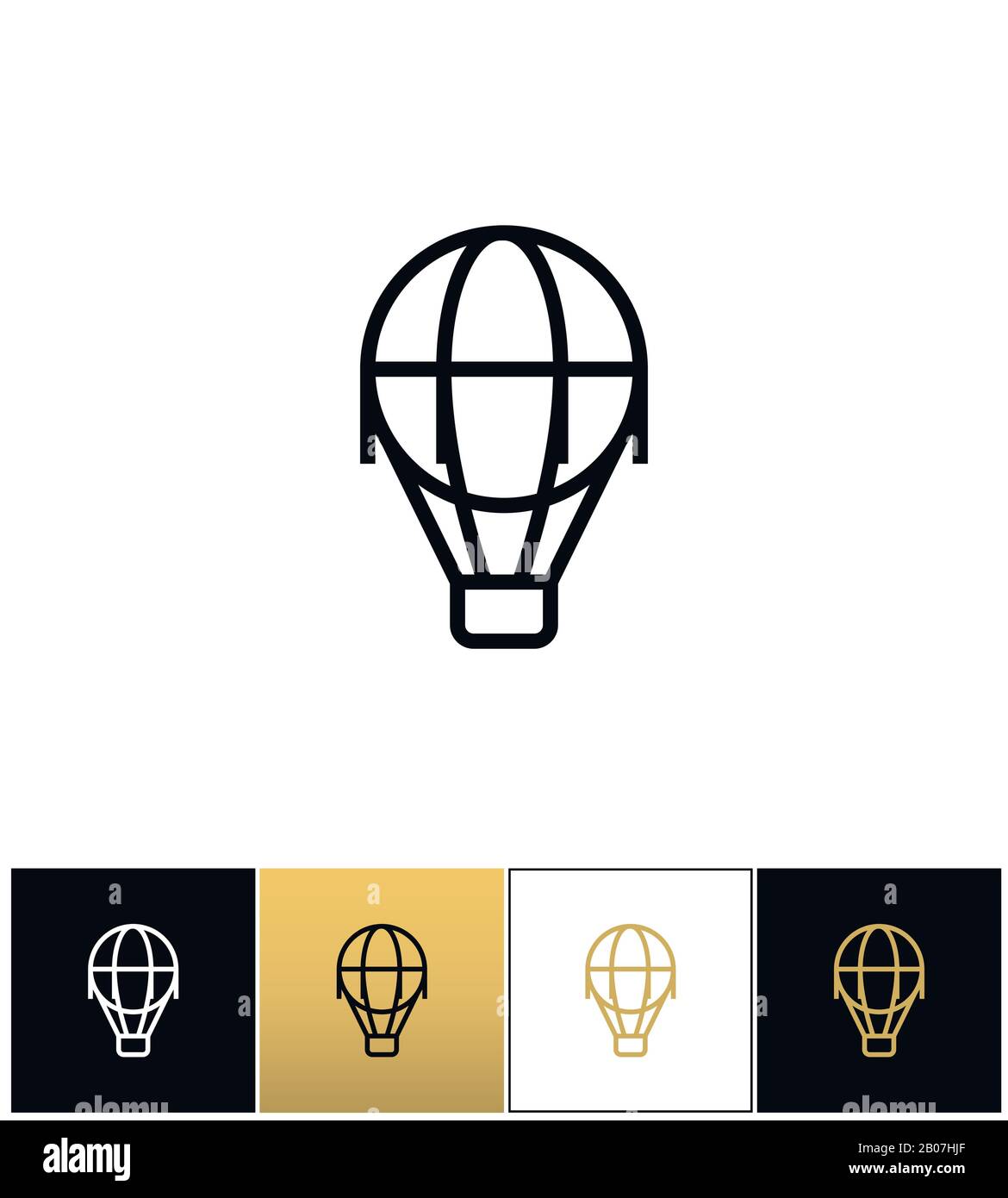 Hot air balloon line vector icon. Hot air balloon line pictograph on ...
