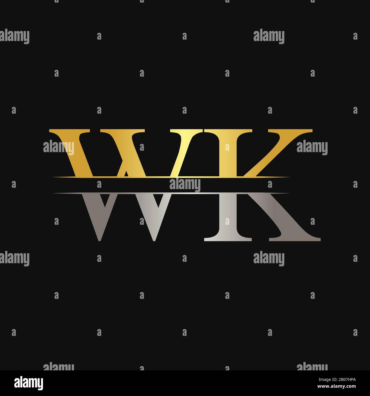 Initial WK Letter Linked Logo. Creative Letter WK Logo Design Vector ...