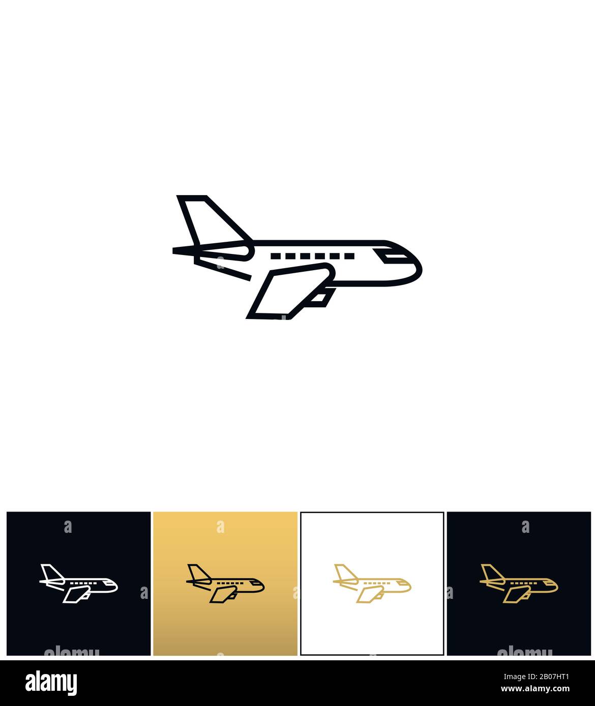 Air plane pictogram, jet or aeroplane vector icons on black, white and ...