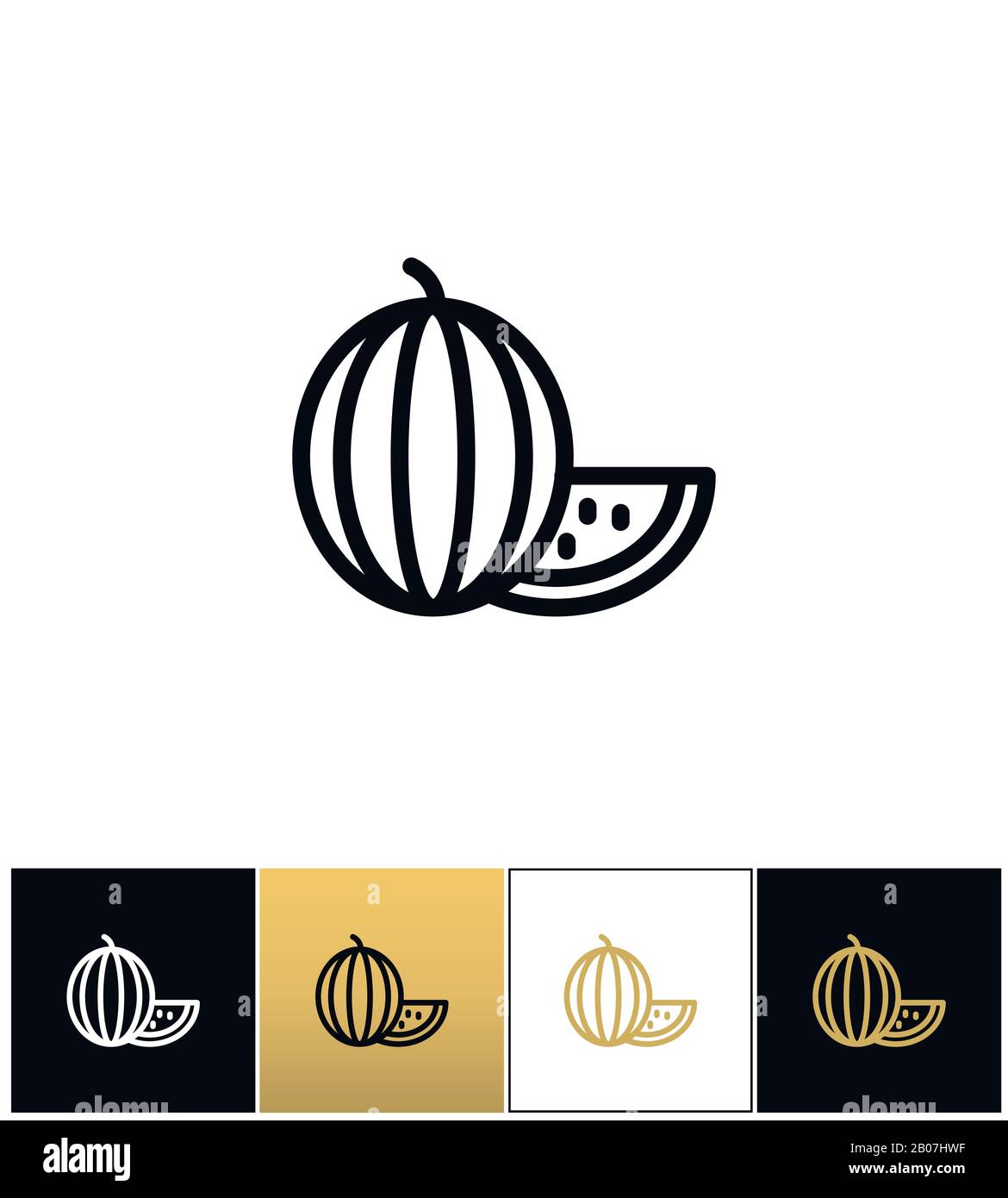 Watermelon linear vector icon. Watermelon linear pictograph on black ...