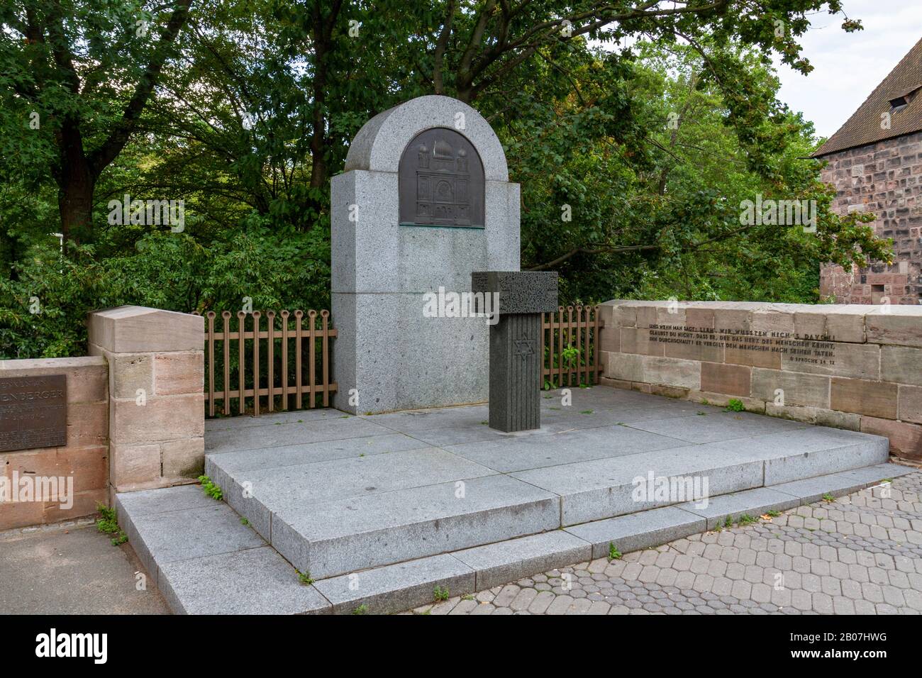Memorial to the synagogue demolished in 1938 beside plaque for Leo ...