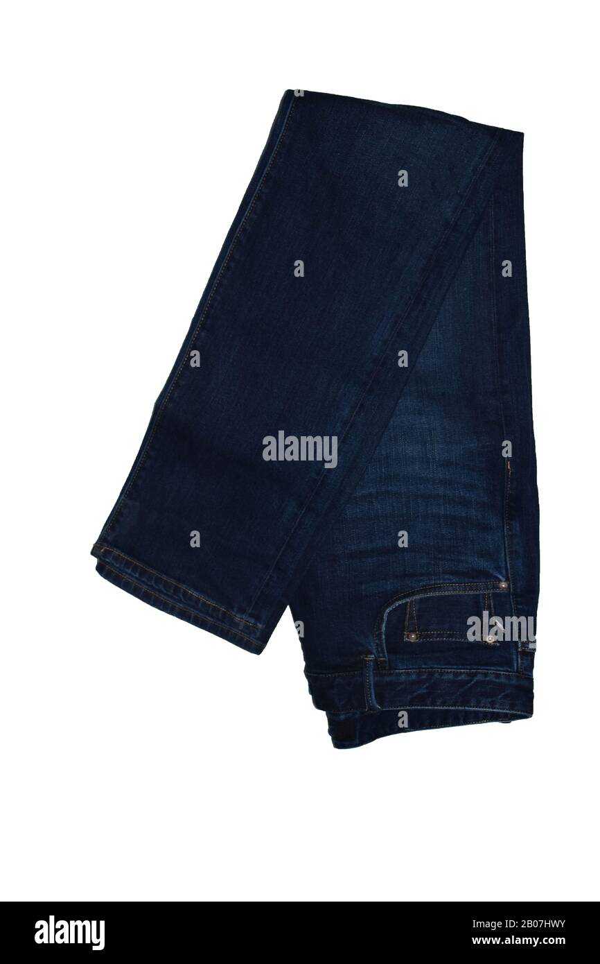 Set of Colorful shades of blue jeans trousers isolated in style light ...