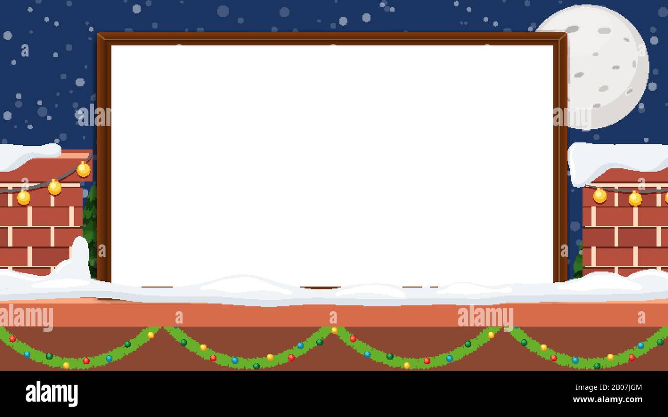 Border template with snowing in winter background illustration Stock ...