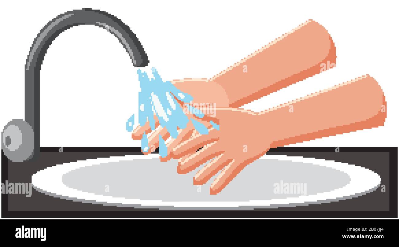 Washing hands in the sink on white background illustration Stock Vector ...