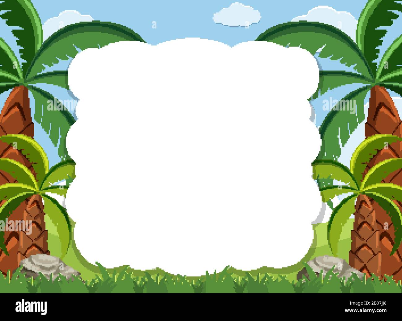Frame design template with many trees in background illustration Stock ...