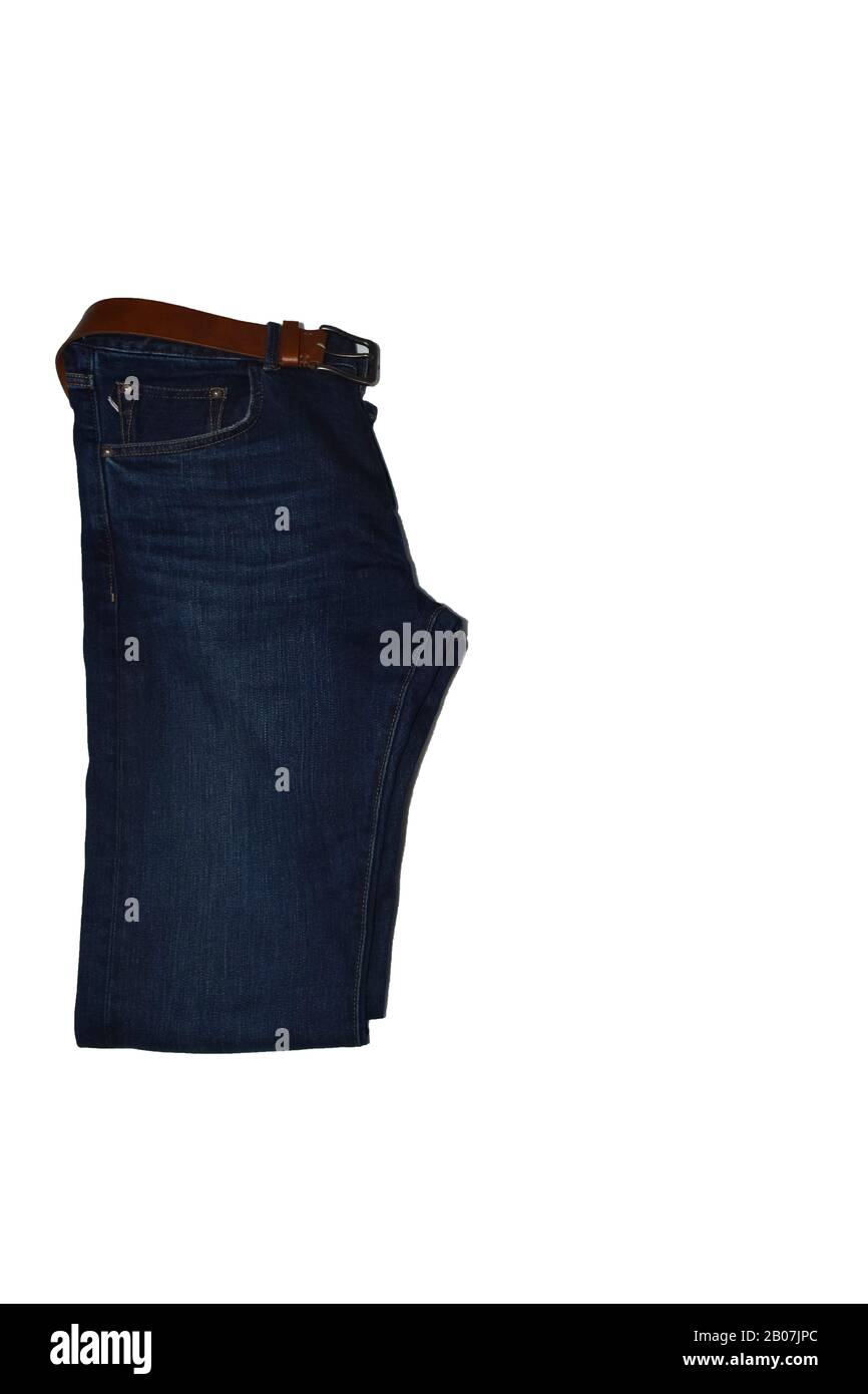 Set of Colorful shades of blue jeans trousers isolated in style light ...