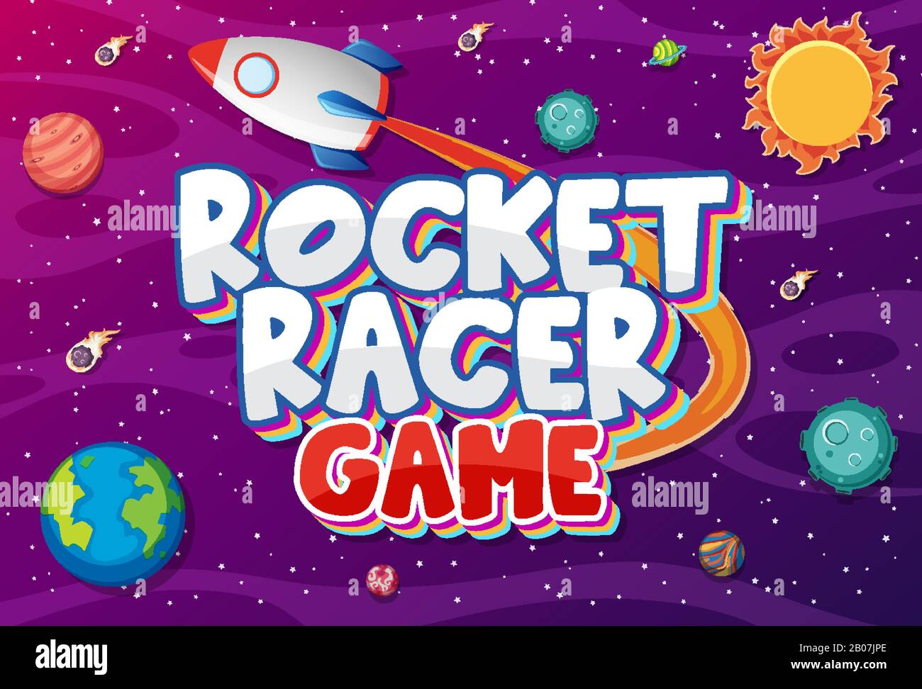 Poster design with rocket racer game in space background illustration ...