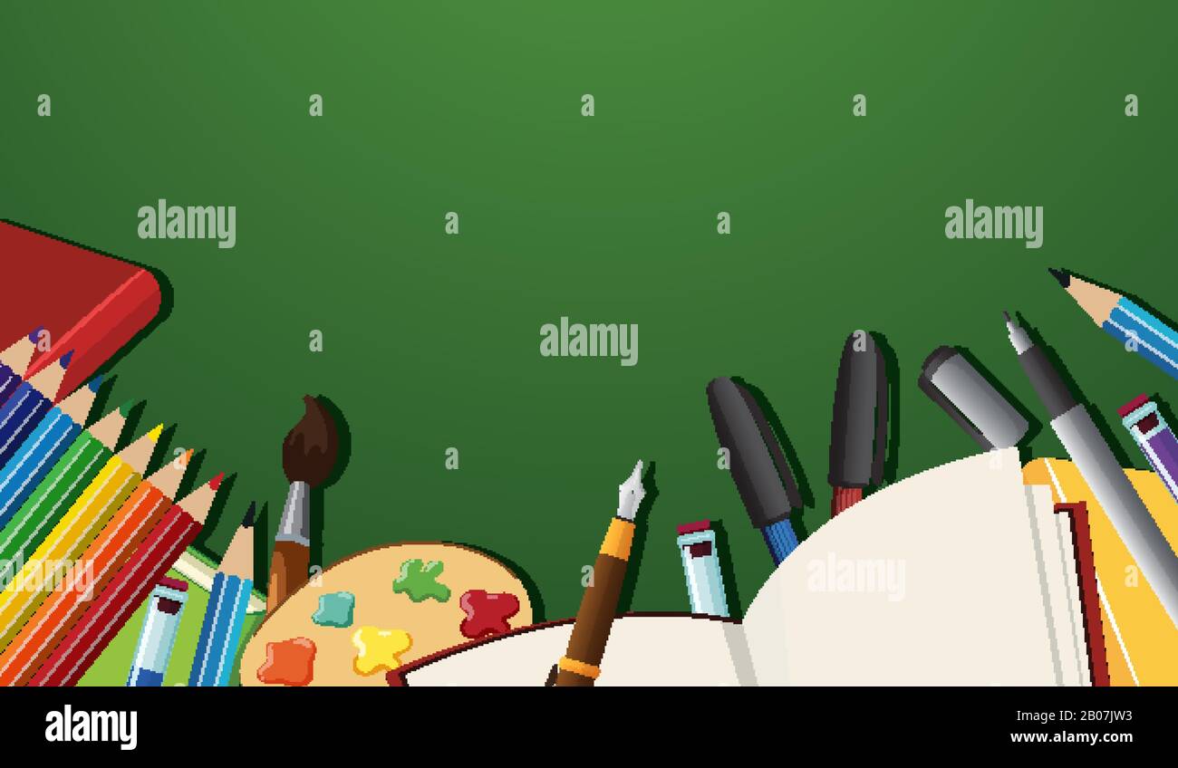 Background template with different school items in the back ...