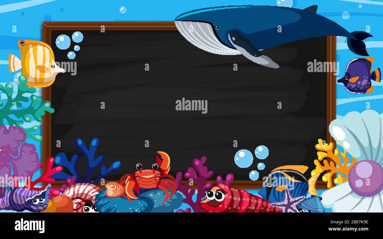 Border template with ocean theme in background illustration Stock ...