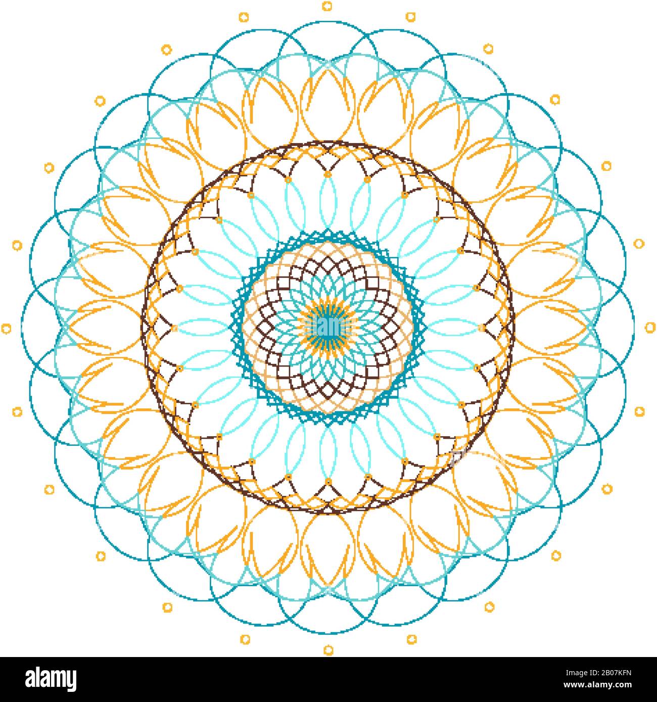Mandala pattern design in blue and yellow color illustration Stock ...
