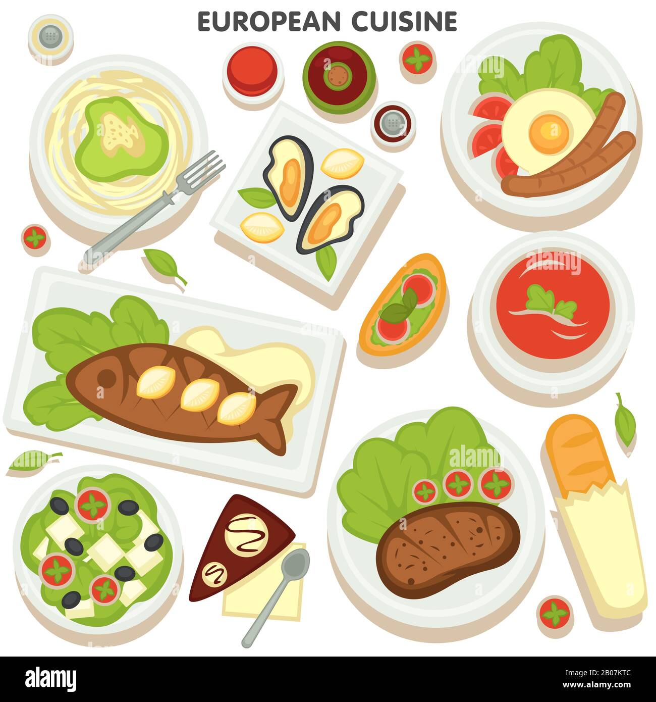 European cuisine, collection of dishes and traditional meals Stock ...