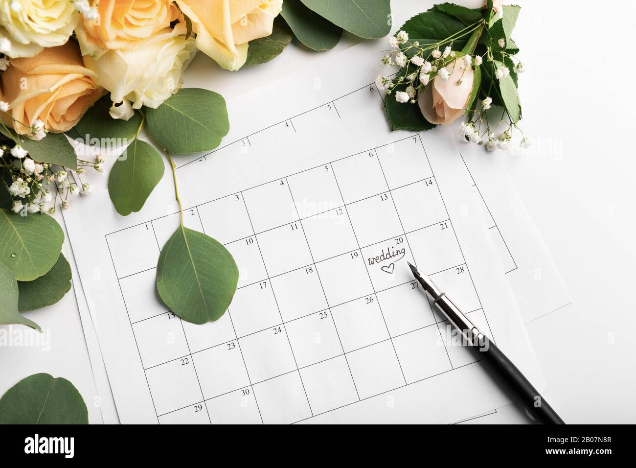 Calendar and rose for valentines day hi-res stock photography and ...